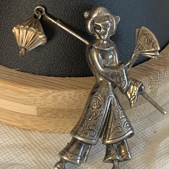 LANG | Jewelry | Vintage Lang Sterling Silver Japaneses Geisha Brooch 2 ...